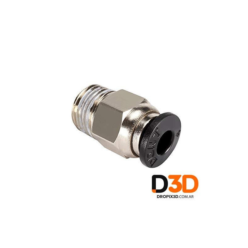 Acople Neumático Racor PC4-M10 Pasante | Tubo Bowden 3D | DroPix 3D